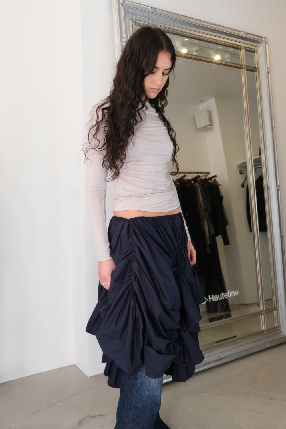 Venus Maxi Skirt in Navy - Rent from Hauteline